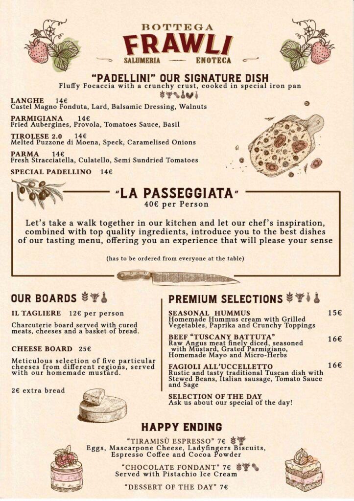 Our Menu – Bottega Frawli